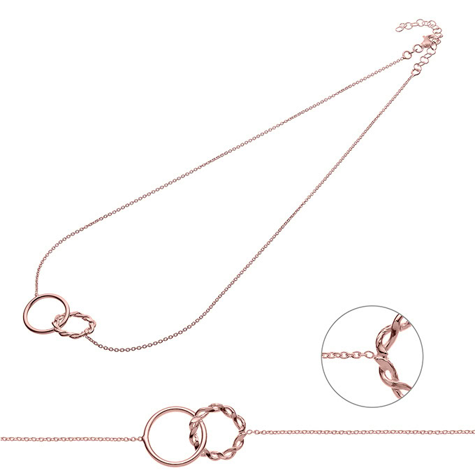 Pink Gold 1µ – Belcher chain necklace+smooth ring twisted ring 40+4,5cm ...